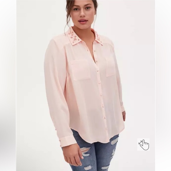 torrid | Tops | Torrid Button Down Embellished Blouse Size 2 | Poshmark